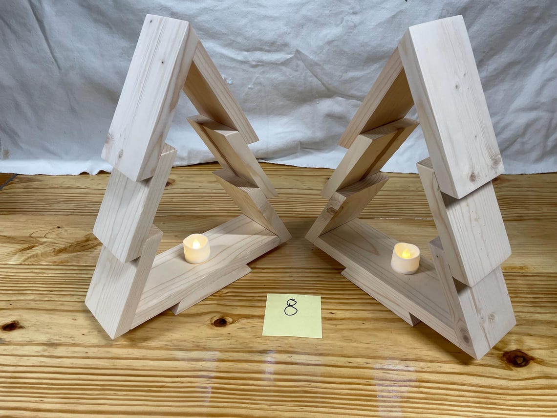 Wooden Christmas Tree Table Top Decoration W/ Tea Light - Etsy