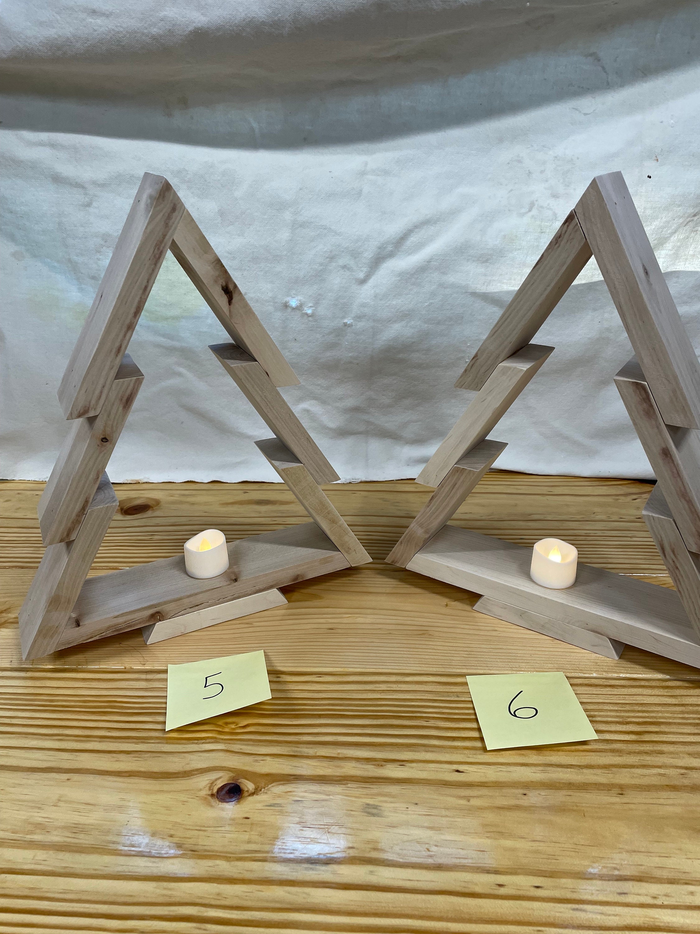 Wooden Christmas Tree Table Top Decoration W/ Tea Light - Etsy