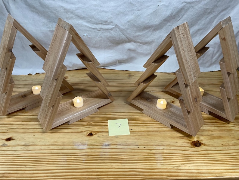 Wooden Christmas Tree Table Top Decoration W/ Tea Light - Etsy