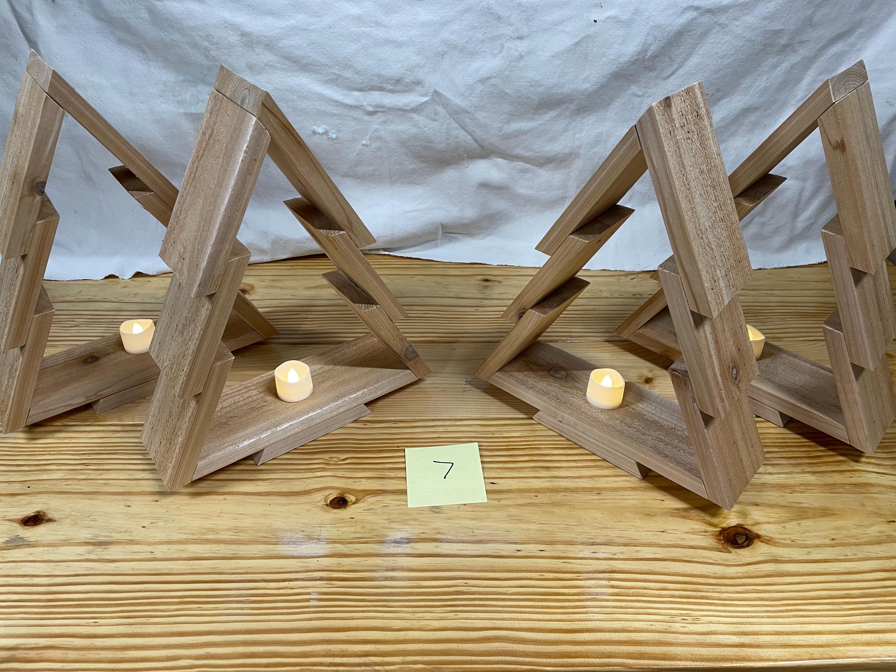 Wooden Christmas Tree Table Top Decoration W/ Tea Light - Etsy