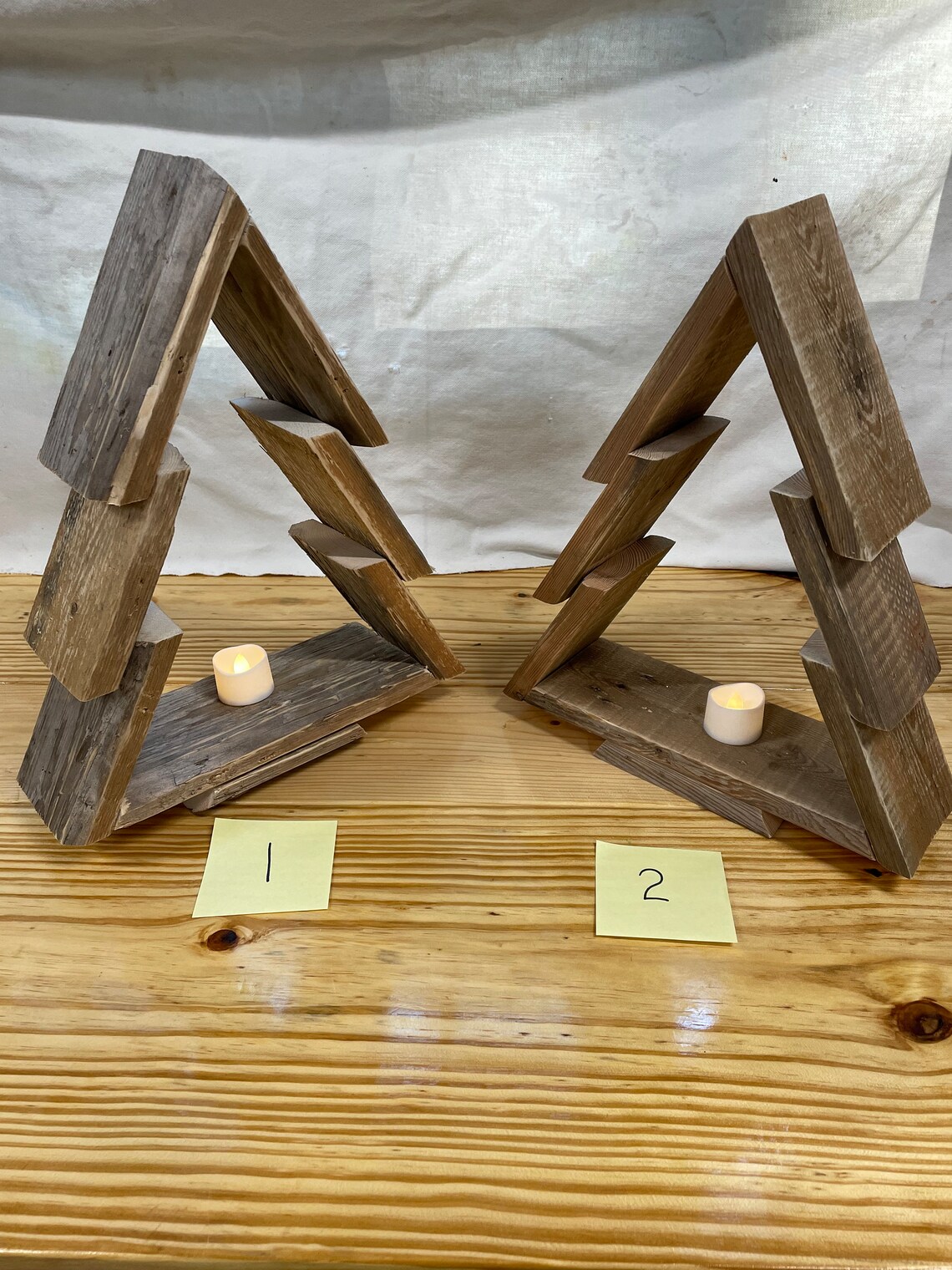 Wooden Christmas Tree Table Top Decoration W/ Tea Light - Etsy