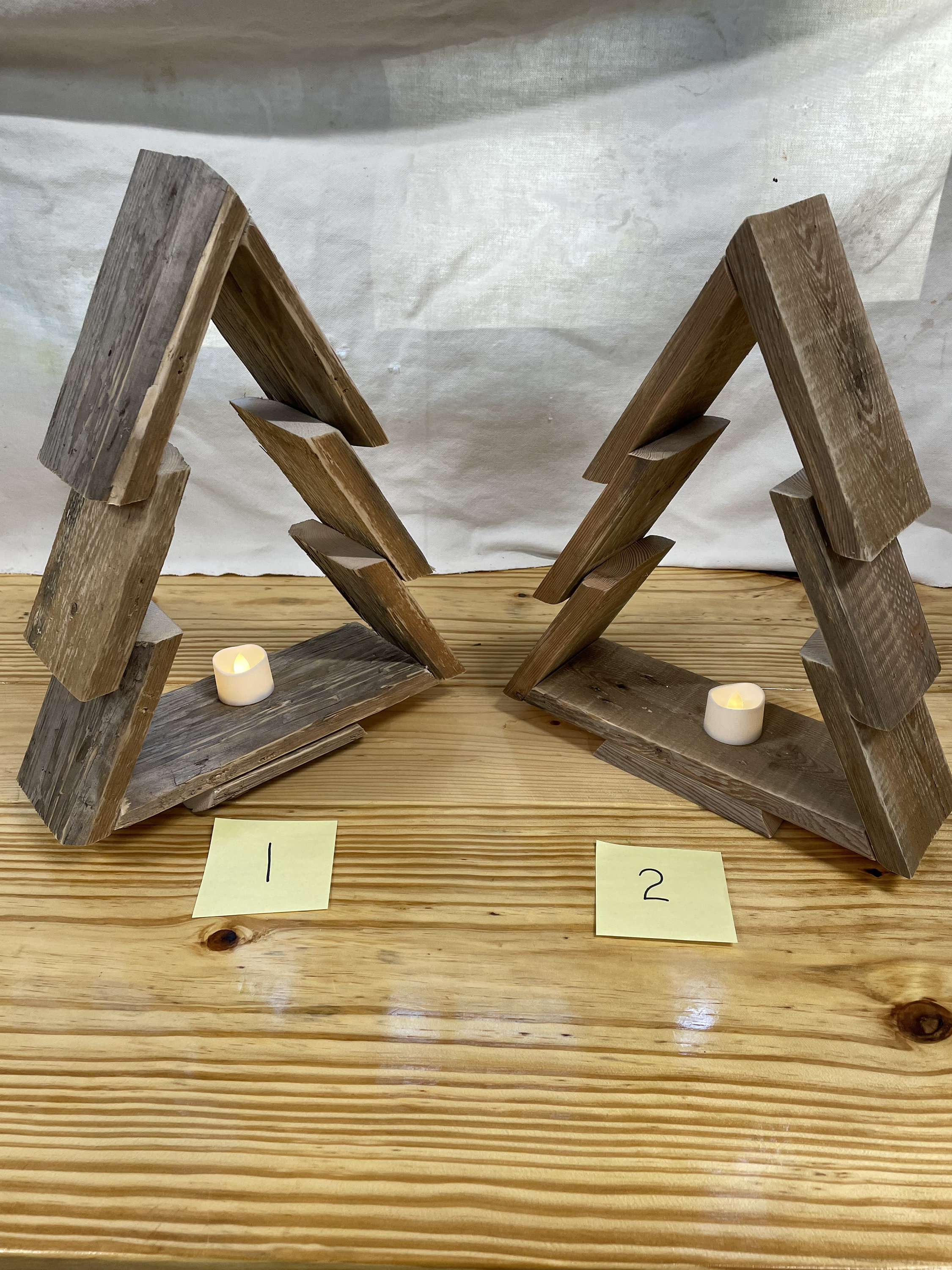 Wooden Christmas Tree Table Top Decoration W/ Tea Light - Etsy
