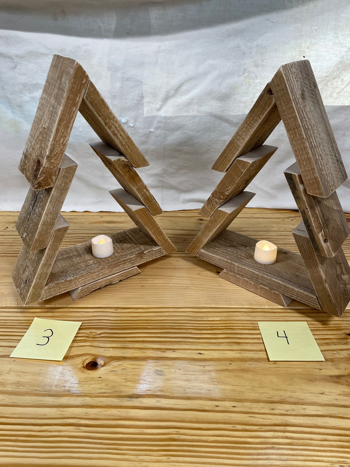 Wooden Christmas Tree Table Top Decoration W/ Tea Light - Etsy