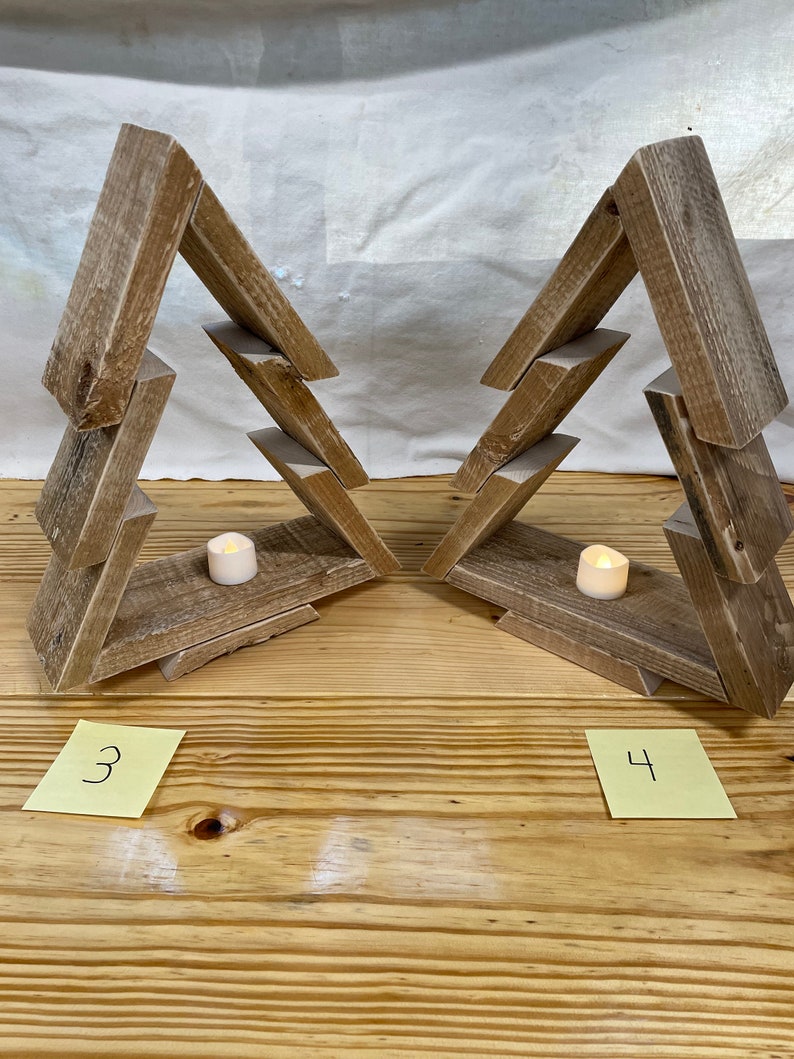 Wooden Christmas Tree Table Top Decoration W/ Tea Light - Etsy