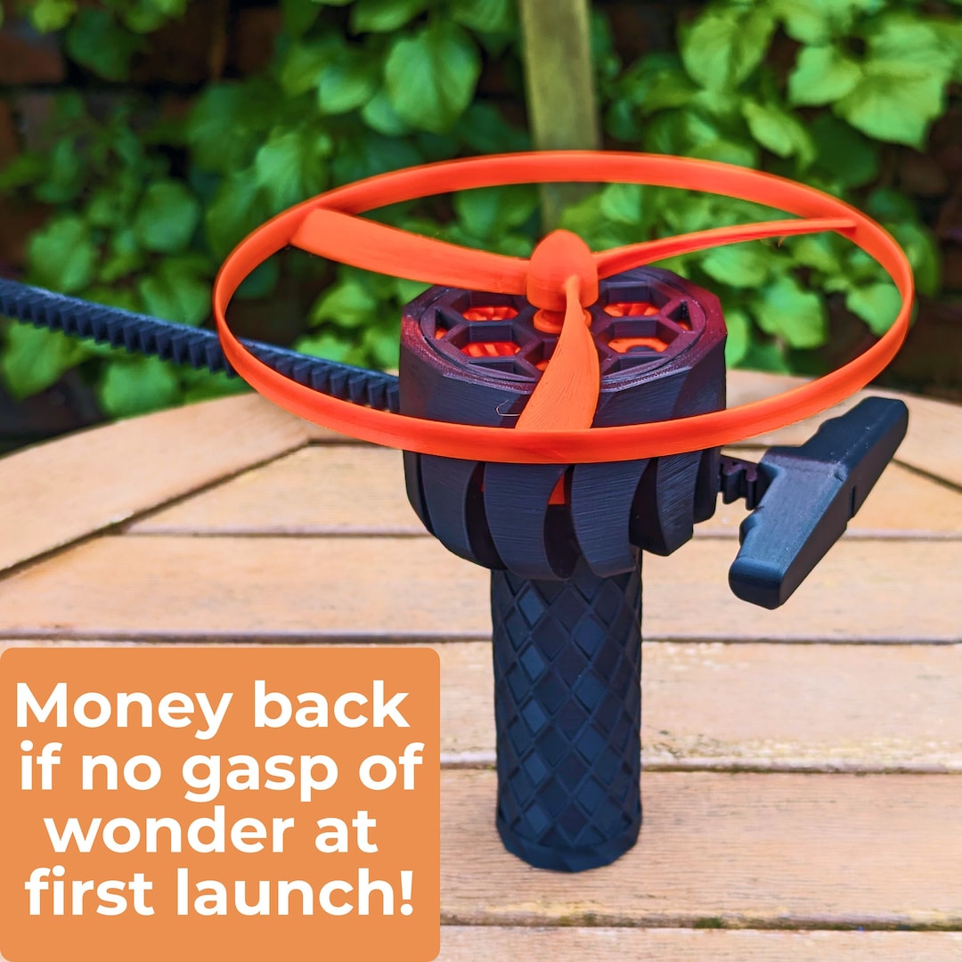 Flying Disk Launcher: 3D Printed Pull Copter Toy - Etsy