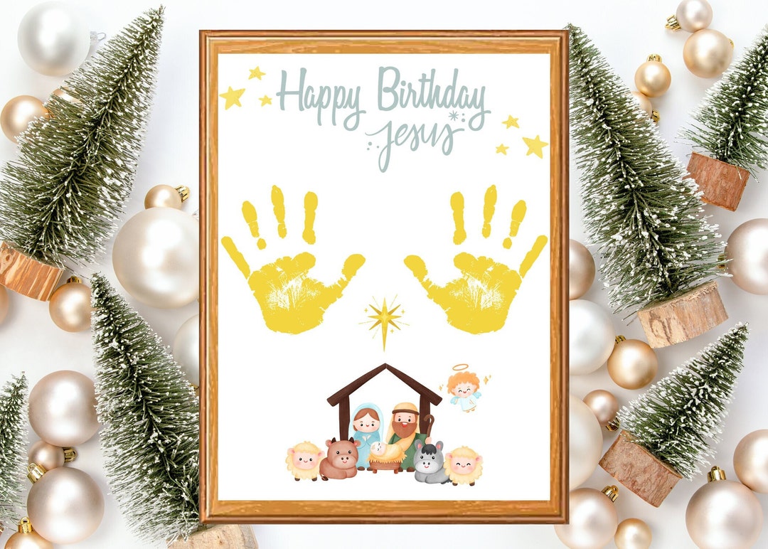 Happy Birthday Jesus // Cute DIY Christmas Baby Handprint Footprint ...