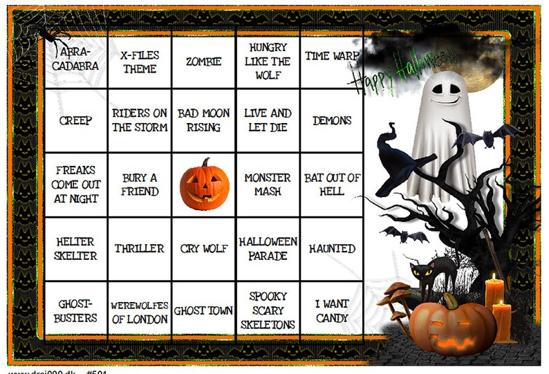 Halloween Music Bingo : Printable - Etsy