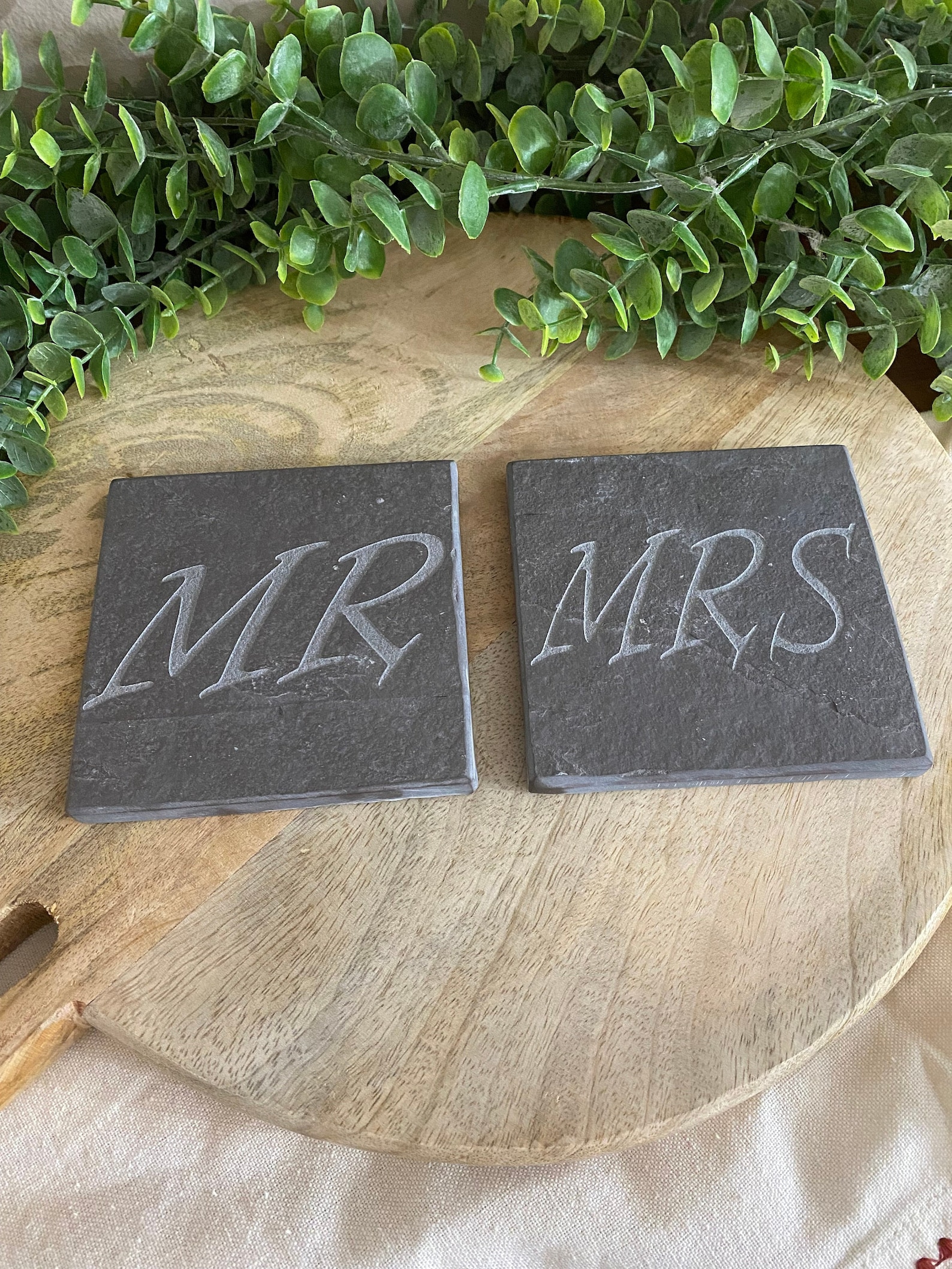 Mr Mrs Engraved Stone Coasters, Birthday, Wedding, House Warming ...