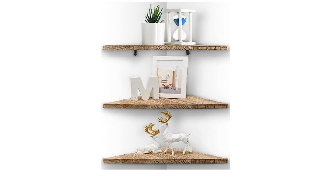 Corner Wall Shelf Set of 3 Floating Corner Shelves Rustic Wood - Etsy