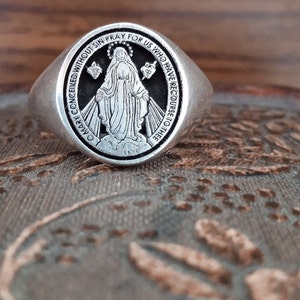 Marian Consecration Ring, Virgin Mary Ring, Sterling Silver Miraculous ...