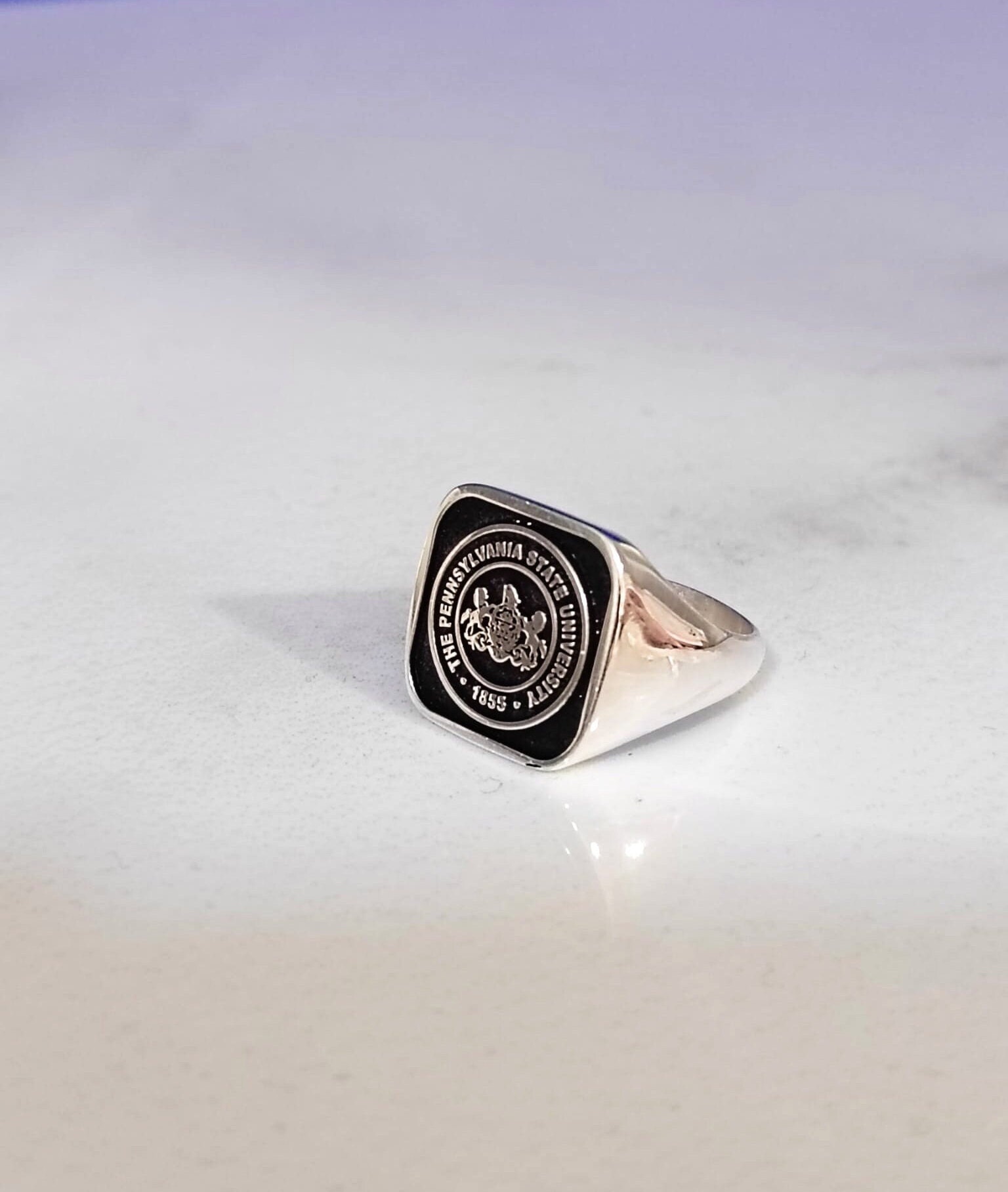 Personalized Silver Signet Ring: Pennsylvania State University Family ...
