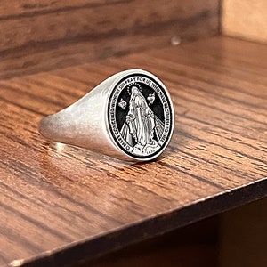 Marian Consecration Ring, Virgin Mary Ring, Sterling Silver Miraculous ...