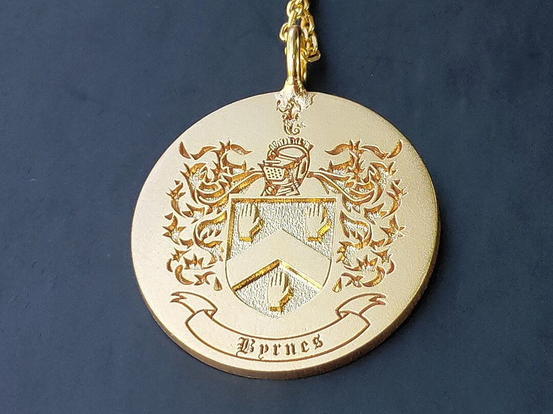 Gold Filled Family Crest Pendant Necklace: Personalized Coat of Arms ...