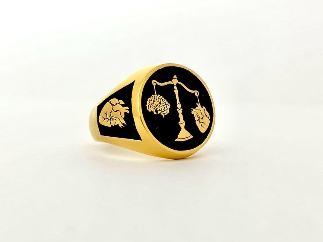 Anatomical Heart Gold Plated Ring,brain and Heart Anatomy Ring,medical ...