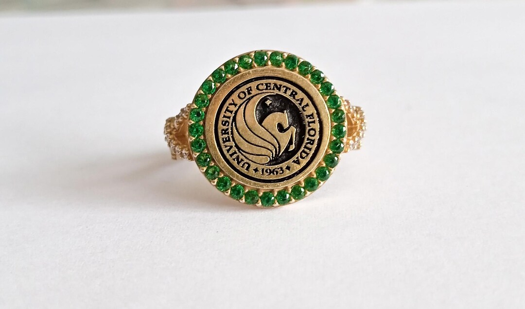 UCF Signet Ring: Handmade Sterling Silver, Green Gemstone - Etsy