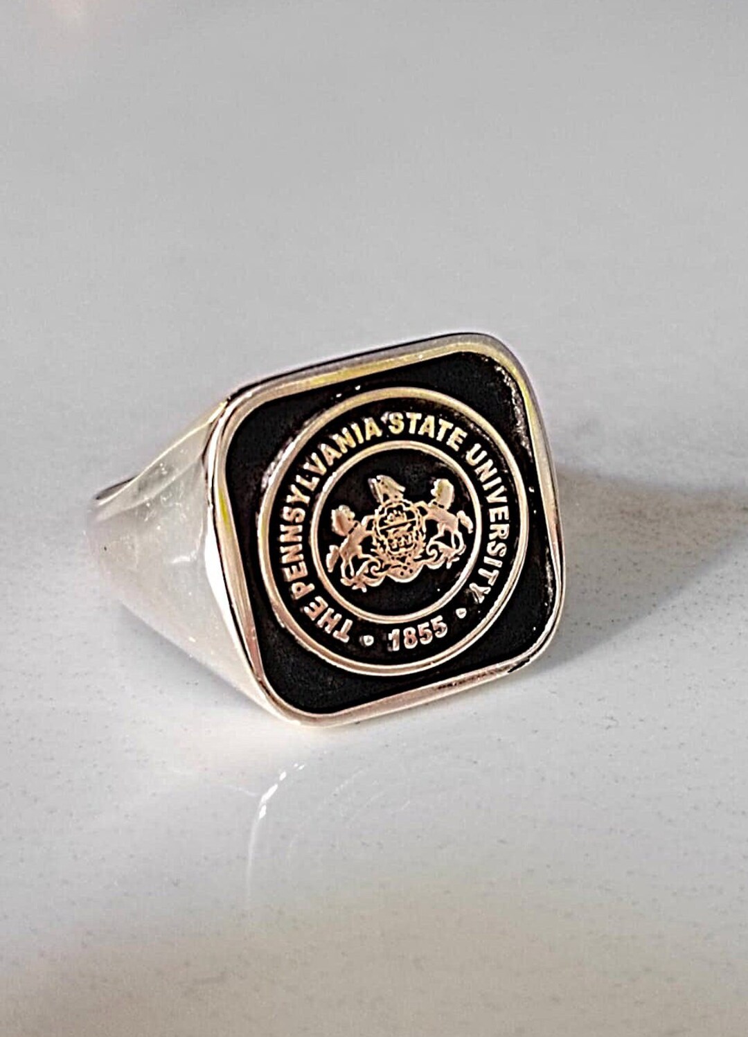 Personalized Silver Signet Ring: Pennsylvania State University Family ...