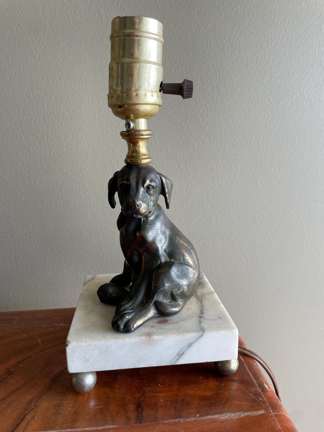 Antique Dog Lamp Iron With Marble Base - Etsy