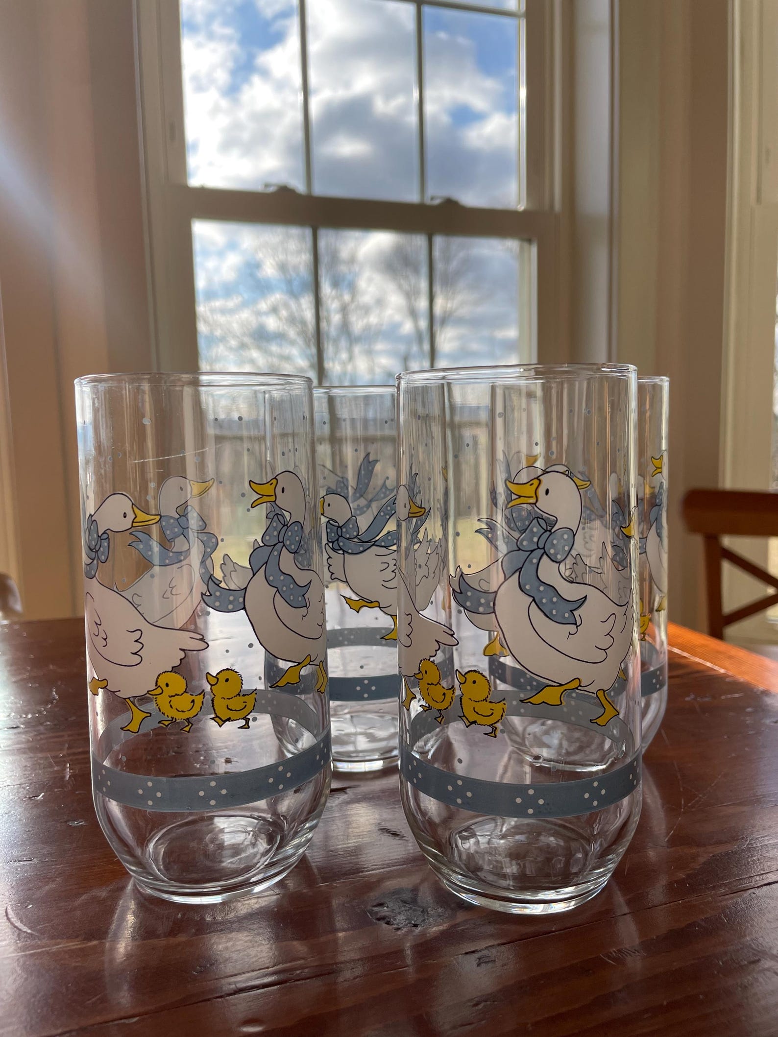 Vintage Blue Bowed Goose Drinking Glasses Set of 4 - Etsy