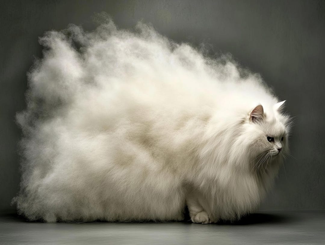 Funky Fluff White Cat Portrait 2. Unusual Wall Decor for Cat Lovers ...