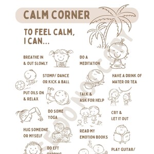 Childrens Calm Corner A4 Printable Poster PDF - Etsy