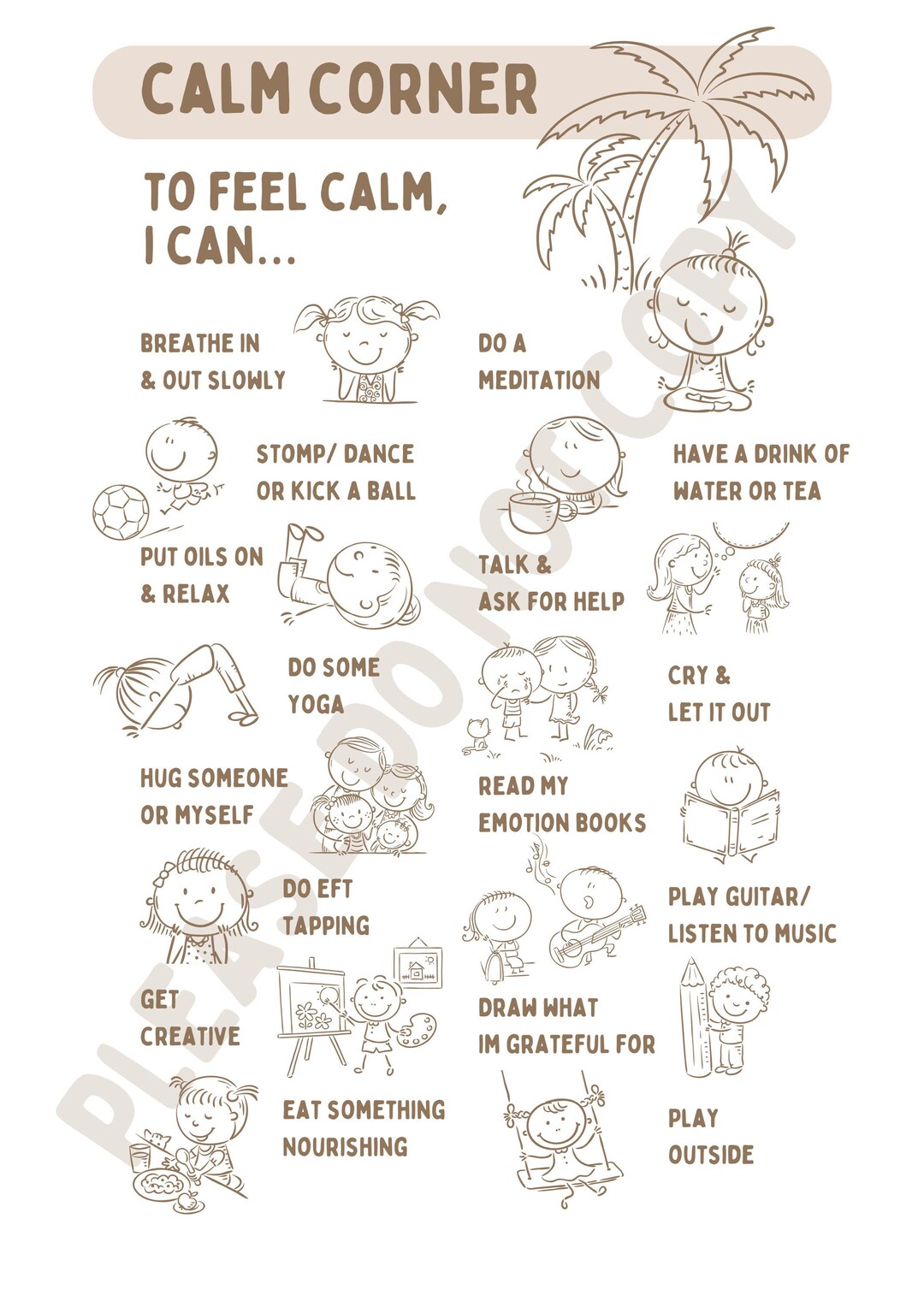 Childrens Calm Corner A4 Printable Poster PDF - Etsy