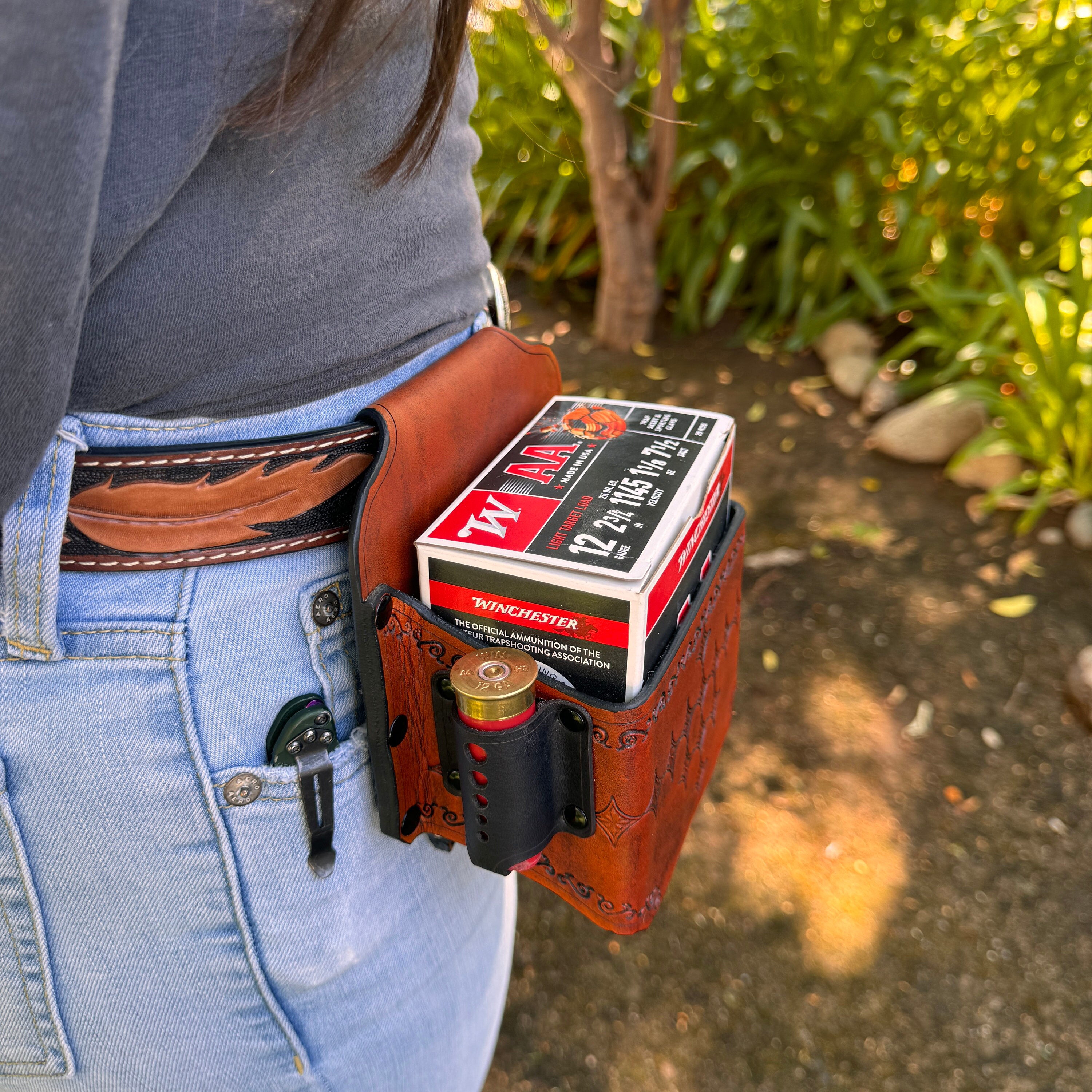 Trap Shoot/shell Tote/leather Shotgun Shell Holder/shotgun/bird Hunting ...