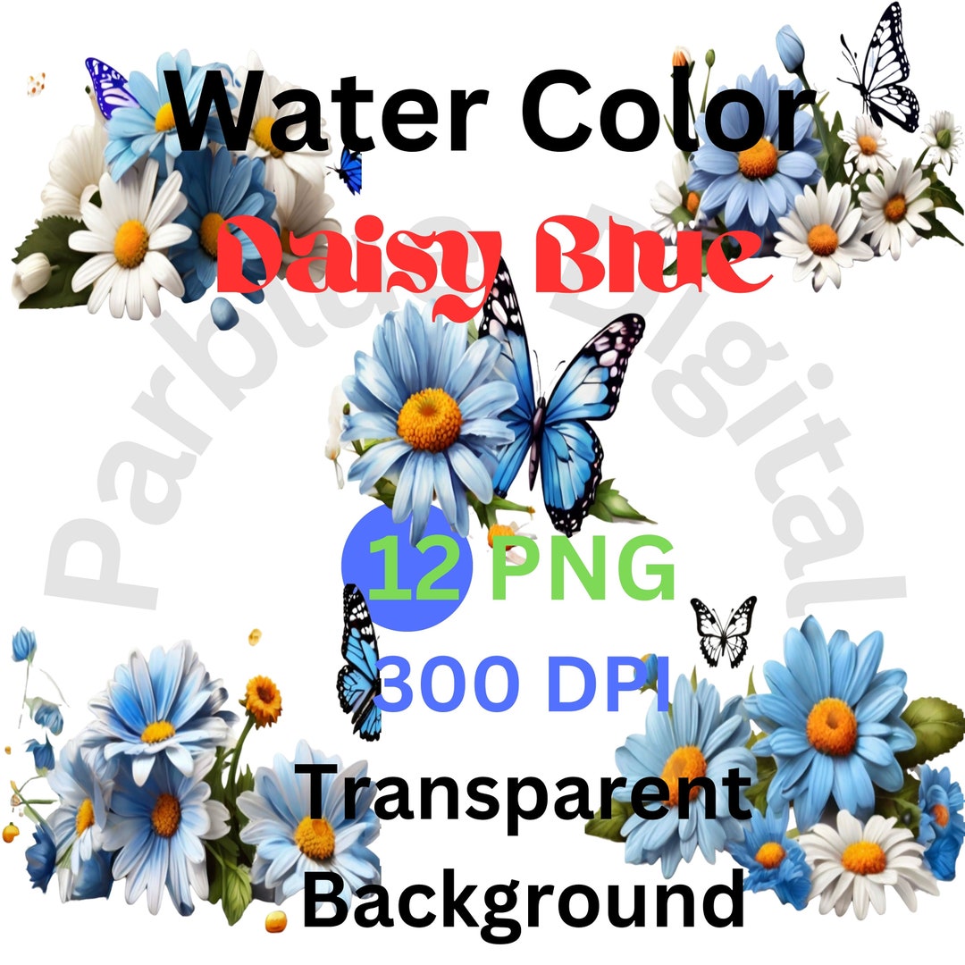 Blue Daisy With Transparent Background Clip Art,digital Download Png,digital Daisy,digital ...