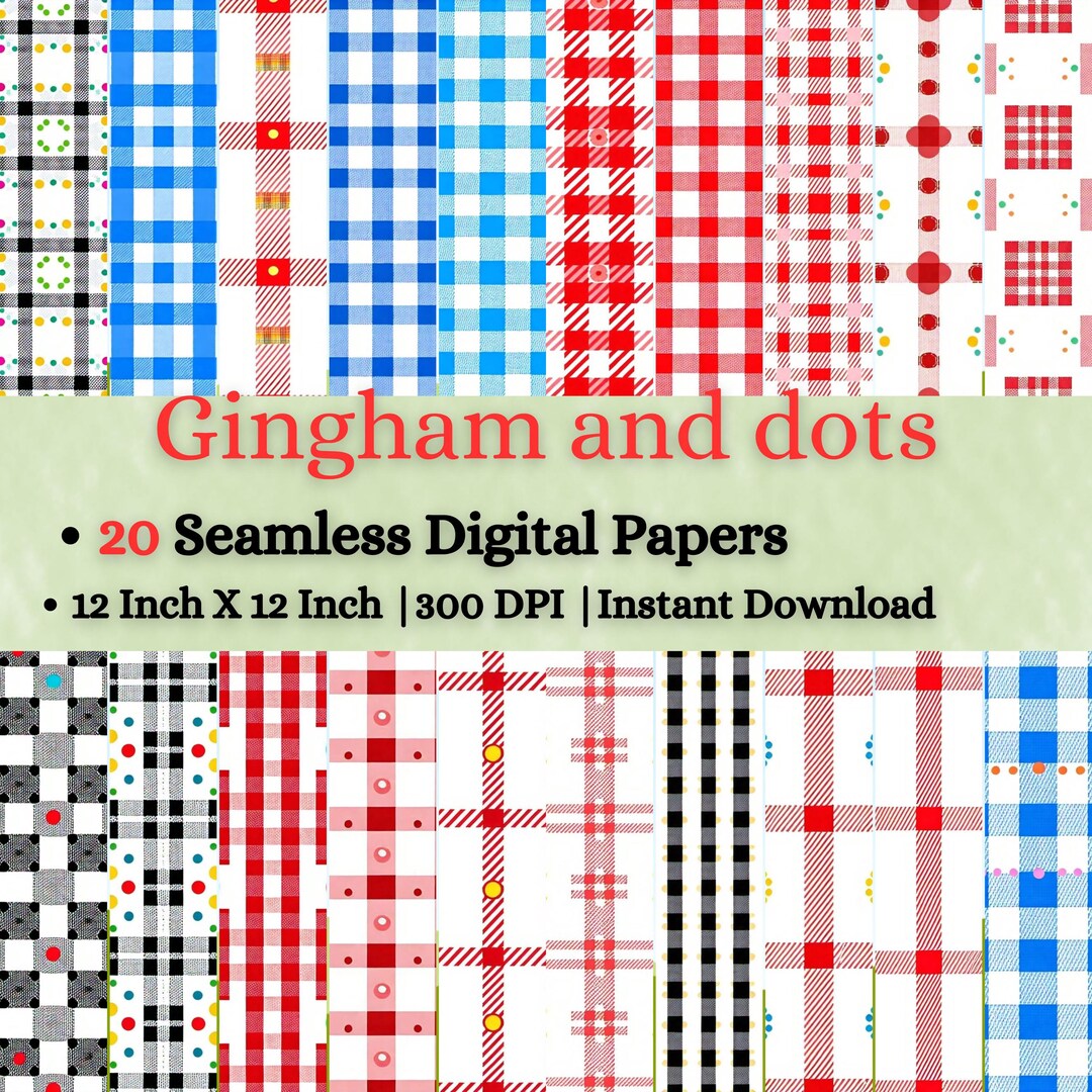 20 Gingham Digital Paper,gingham Digital Pattern,scrapbook Paper,rustic ...