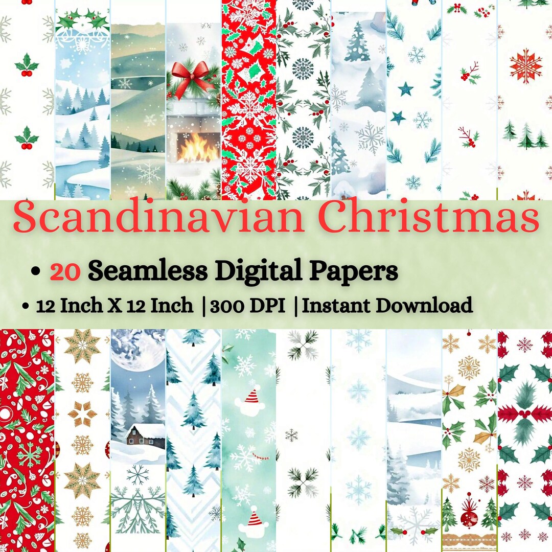 20 Scandinavian Christmas Digital Paper,scandinavian Template,scrapbook ...