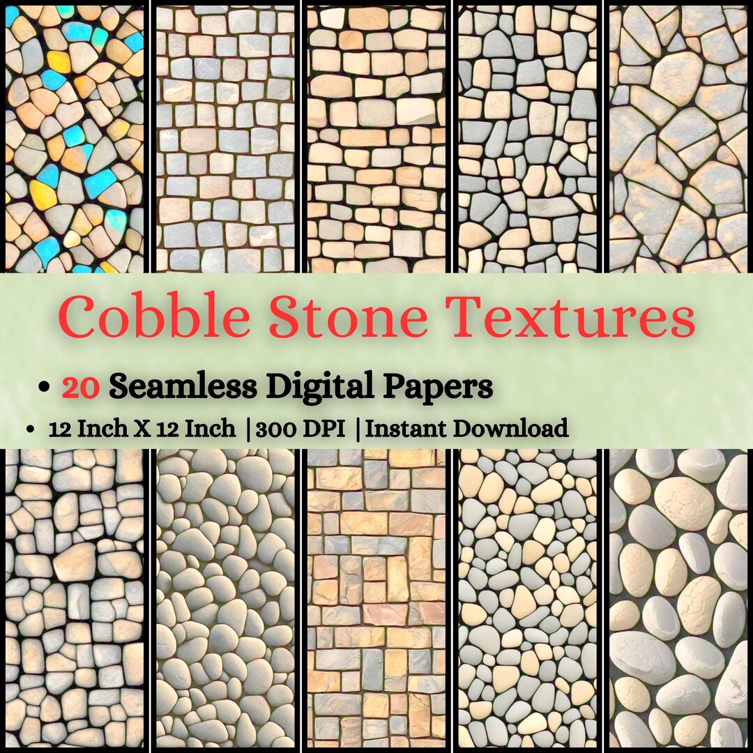 20 Cobble Stone Digital Paper,seamless Digital Download,scrapbook Paper ...