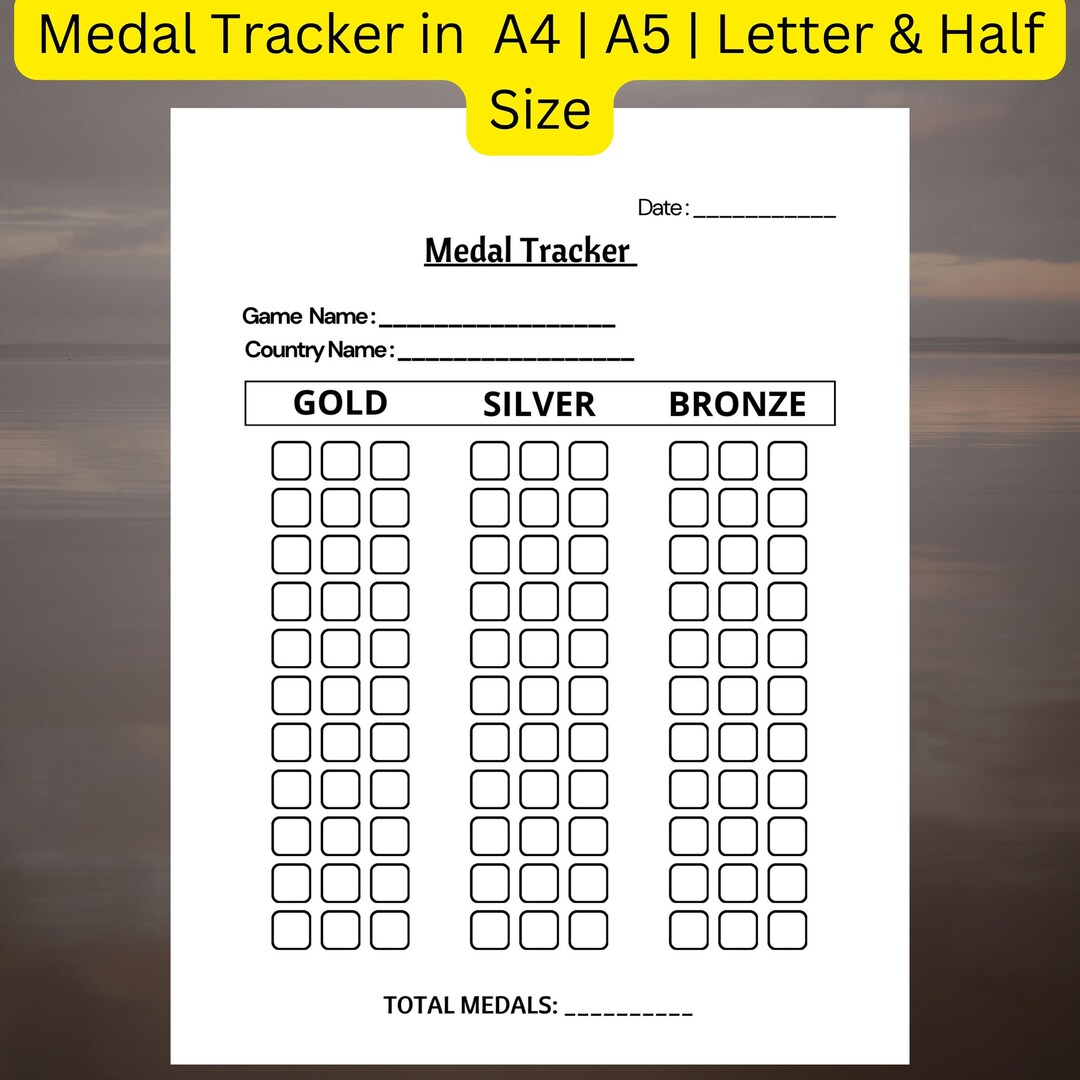 Medal Tracker Digital Download,medal Tracker Planner,medal Tracker ...