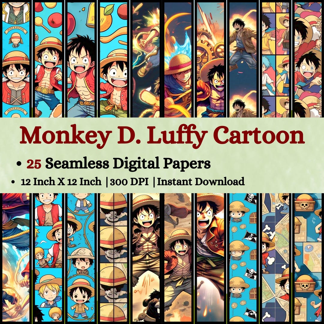 Monkey D. Luffy Seamless Pattern,digital Luffy Download,repeating Luffy ...
