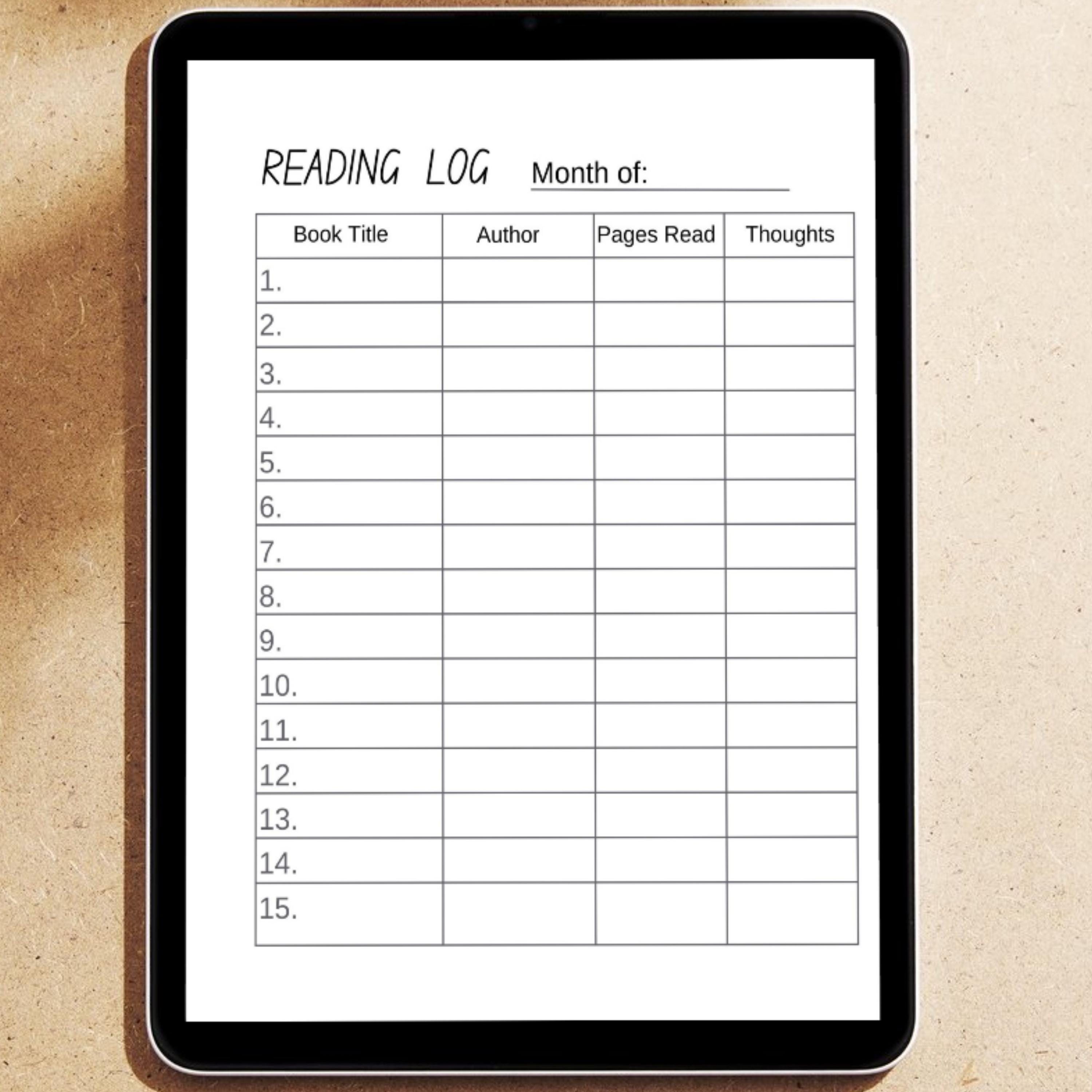 Reading Log Digital Download,printable Book Log Planner,digital Reading ...