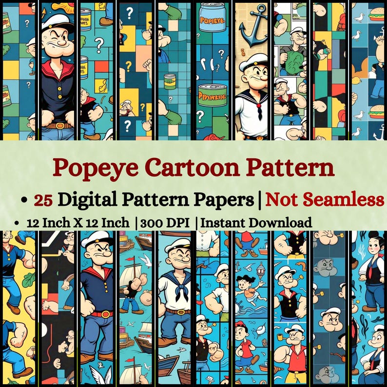 Popeye Digital Pattern,digital Popeye Download,digital Popeye Pattern ...