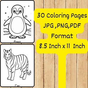 Wild Animals Coloring Pages for Kids, Coloring Page Bundle Wall Art ...