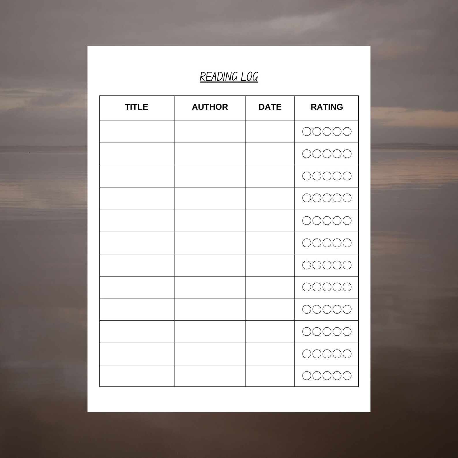 Reading Log Digital Download,printable Book Log Planner,digital Reading ...