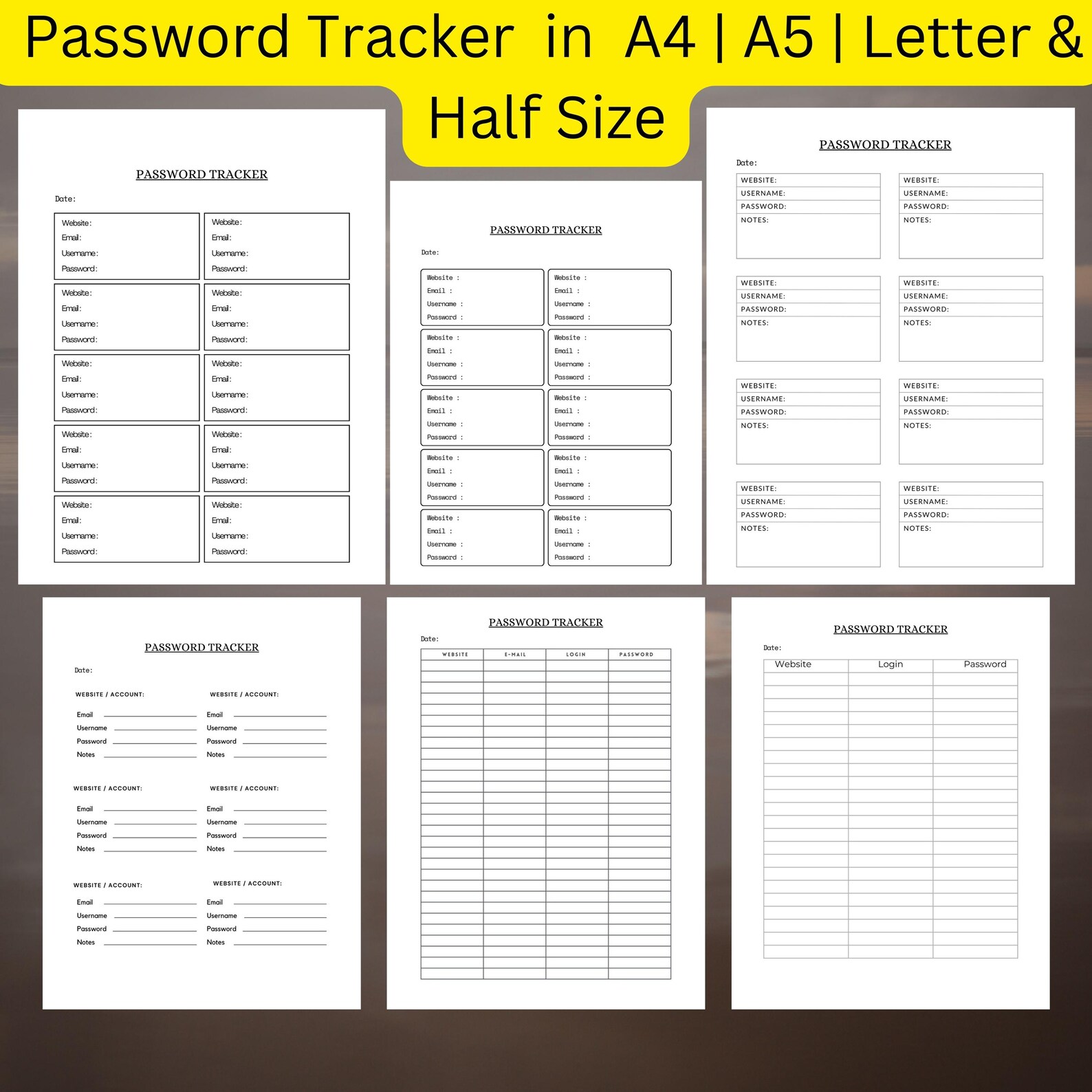 Password Tracker Digital Download,printable Password Planner,password ...