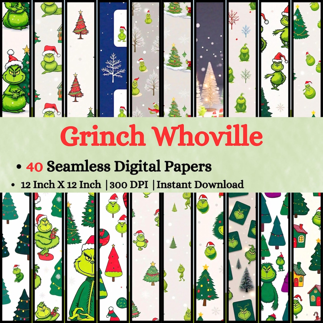 Grinch Whoville Christmas Digital Paper,seamless Digital Grinch ...