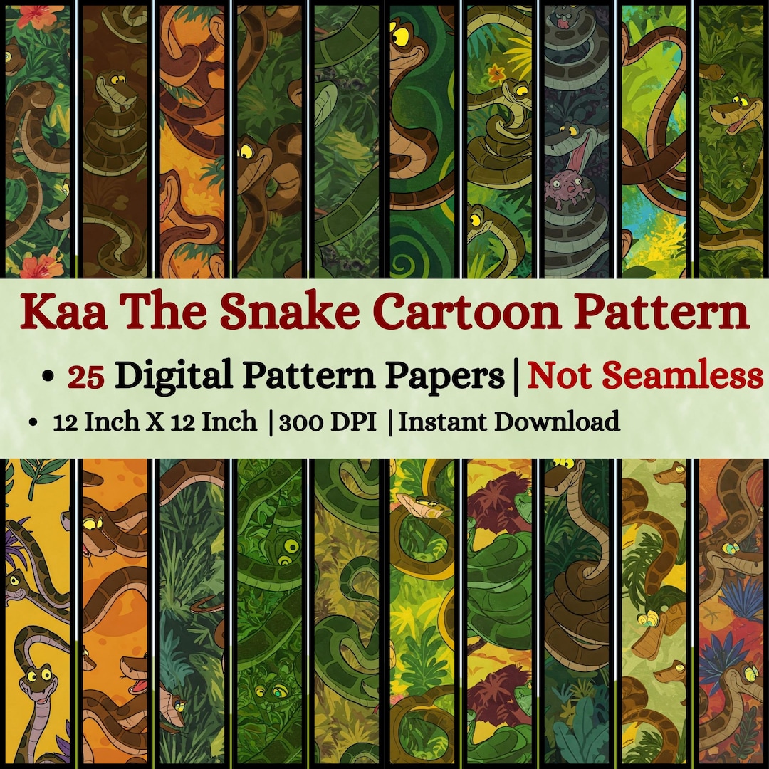 Kaa Python Cartoon Digital Pattern,digital Kaa Download,digital Kaa ...