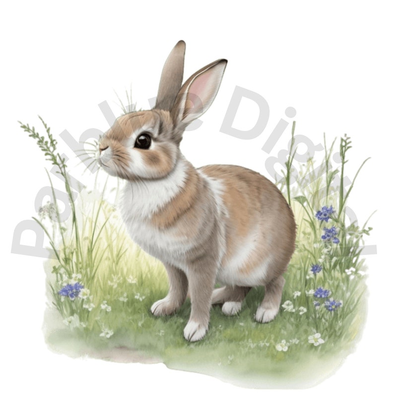 12 Bunny in Meadow With Transparent Background Clip Art,high Quality ...