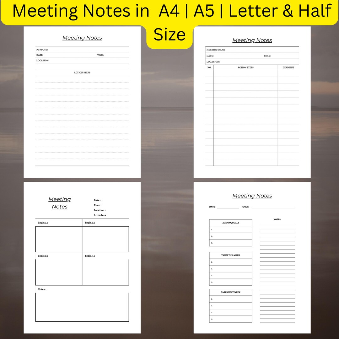 Meeting Notes Digital Download,meeting Notes Planner,meeting Tracker ...