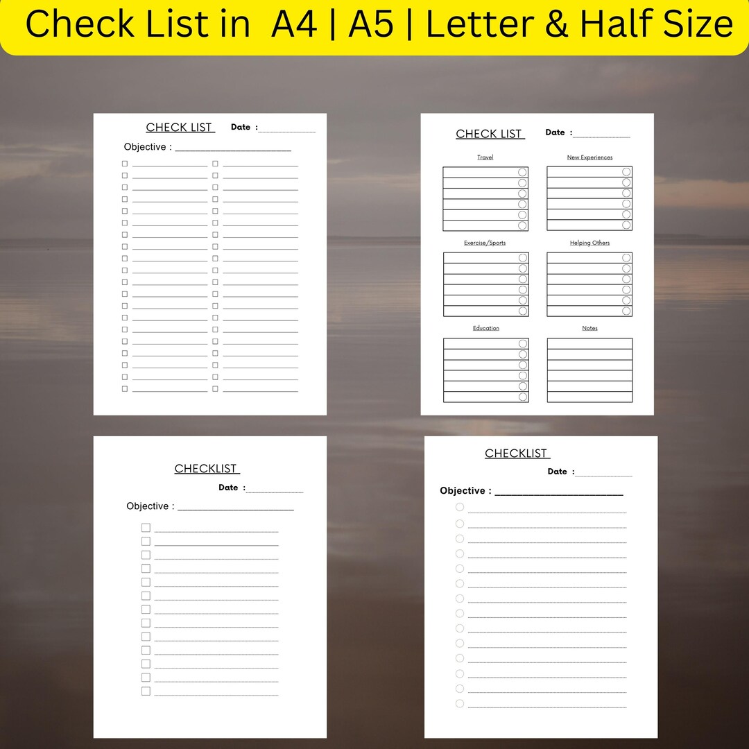 Check List Digital Download,check List Planner,list Planner,check List ...