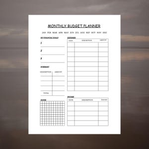 Monthly Budget Digital Download,monthly Budget Planner,monthly Budget ...
