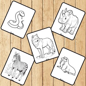 Wild Animals Coloring Pages for Kids, Coloring Page Bundle Wall Art ...