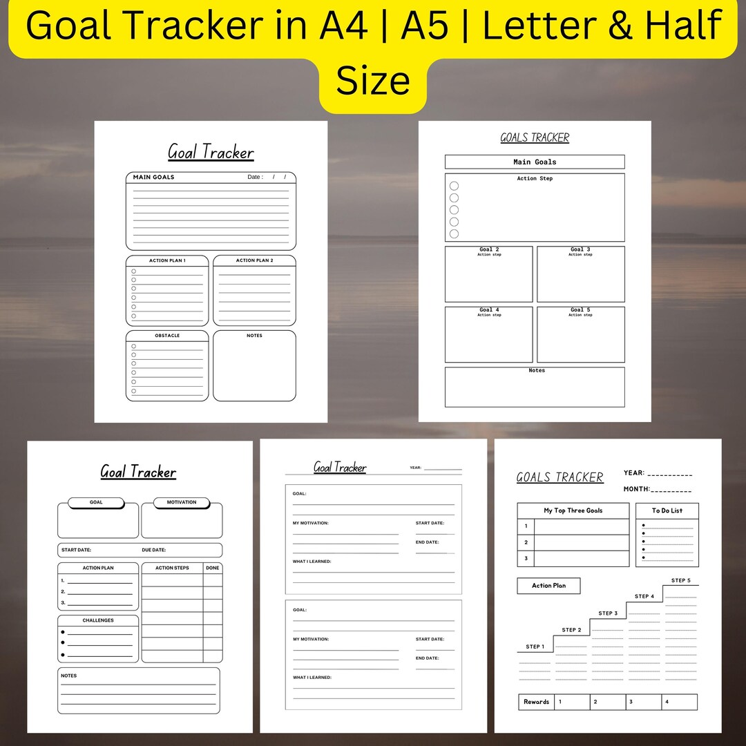 Goal Tracker Digital Download Printable Goal Tracker Success Tracker ...
