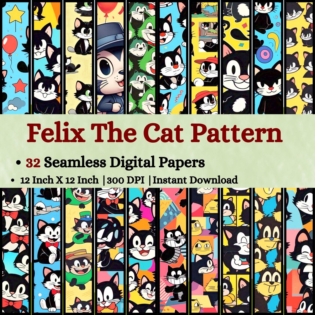 Felix the Cat Pattern Seamless Pattern,digital Download,digital Cartoon ...