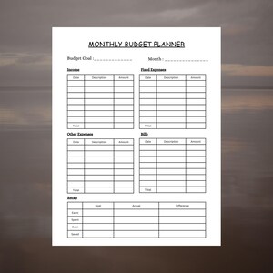 Monthly Budget Digital Download,monthly Budget Planner,monthly Budget ...