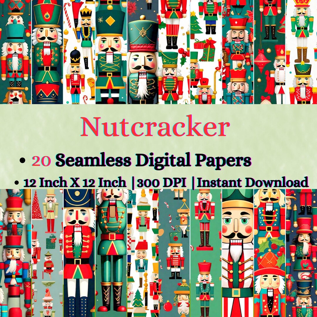 20 Nutcrackers Seamless Pattern Christmas Digital Paper,christmas ...