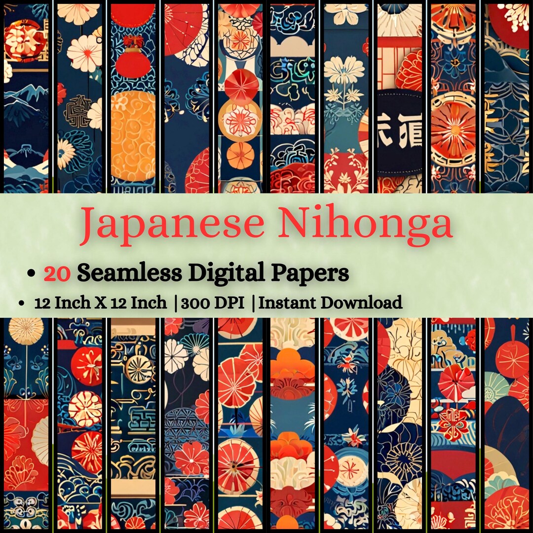 20 Japanese Nihonga Digital Paper,traditional Patterns,scrapbook Paper ...