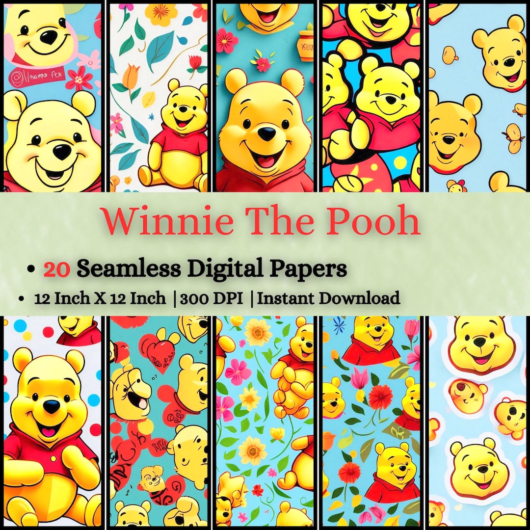20 Winnie Pooh Digital Paper,seamless Digital Download,seamless Pooh ...